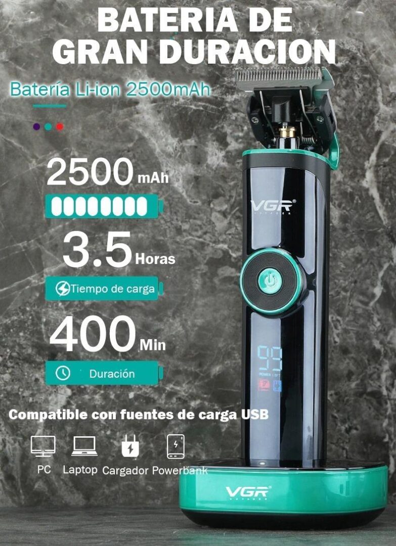 Cortadora De Pelo Barba Clipper VGR V-671 Recargable Usb Panel Led – VGR Argentina