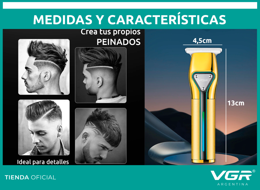 Máquina Trimmer Vgr V-960 Patillera Recargable 2 Velocidades Dorado – VGR Argentina