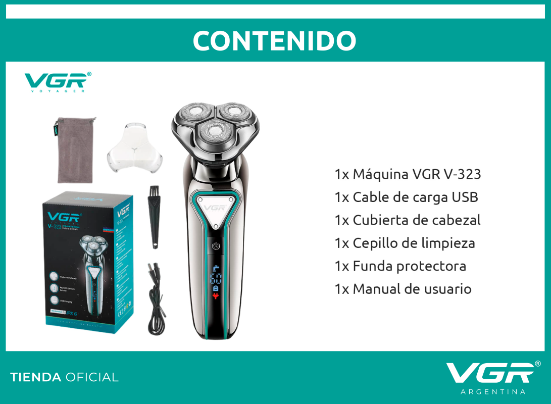 Afeitadora Eléctrica Hombre Shaver Vgr V-323 Usb Ideal Viaje Negro – VGR Argentina