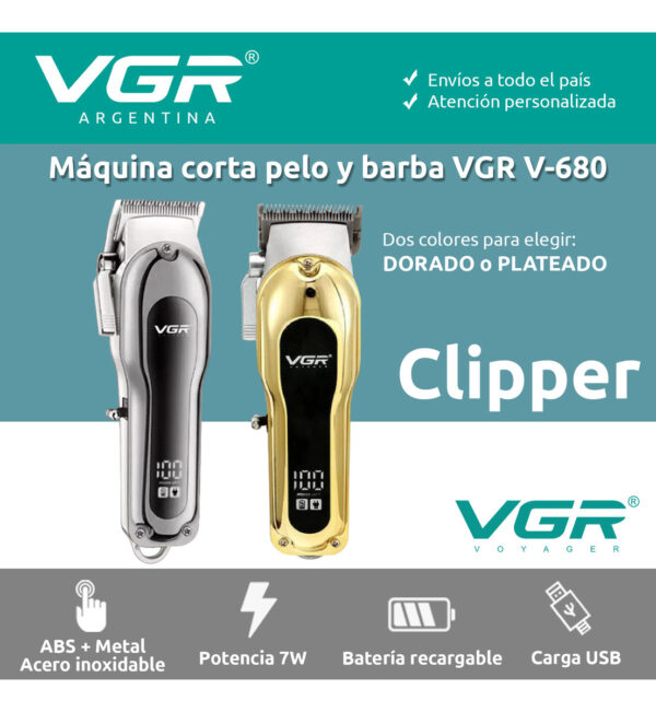 Máquina Cortar Pelo VGR V-680 Profesional Inalámbrica Usb Dorado – VGR Argentina