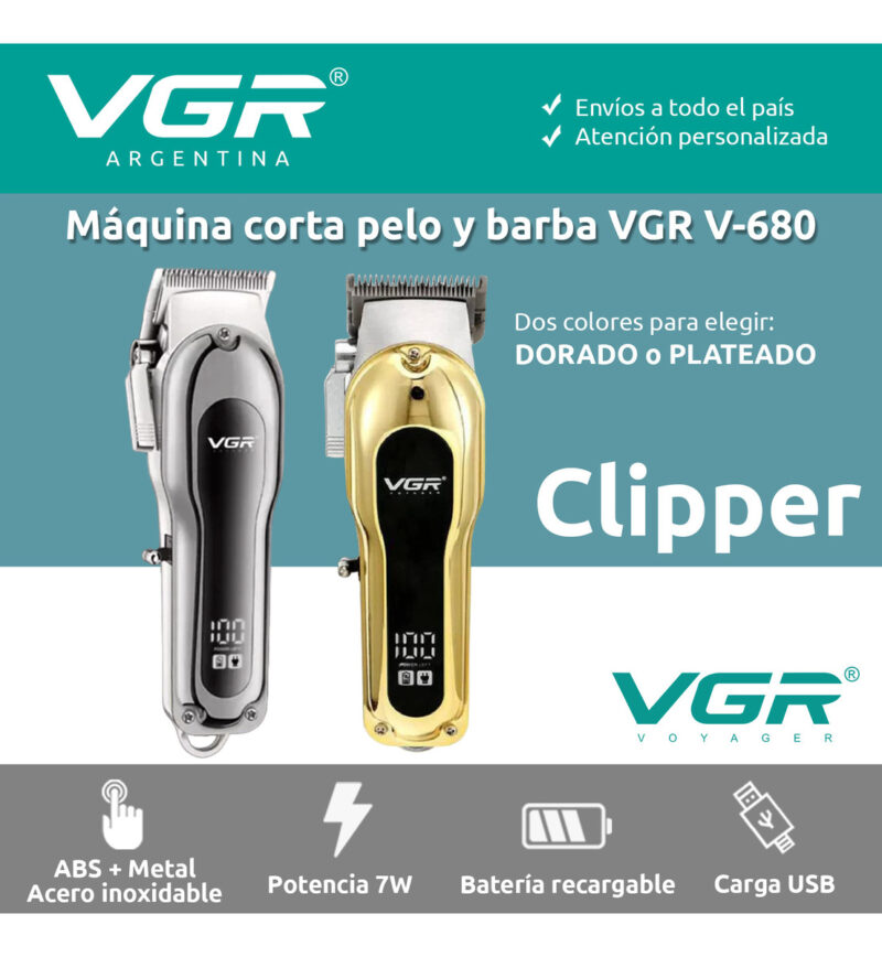 Máquina Cortar Pelo VGR V-680 Profesional Inalámbrica Usb Plateado – VGR Argentina
