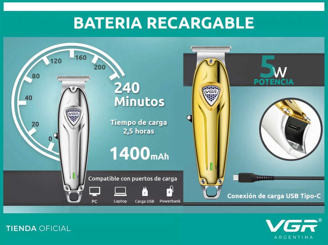 Máquina Cortar Pelo Patillera VGR V-188 Metal Principiante Dorado – VGR Argentina