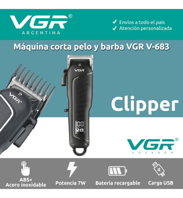 Máquina Cortar Pelo VGR V-683 Profesional Inalámbrica Usb Negro – VGR Argentina