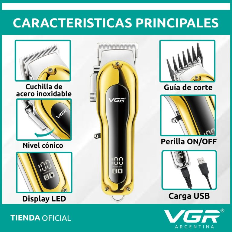 Máquina Cortar Pelo VGR V-680 Profesional Inalámbrica Usb Dorado – VGR Argentina