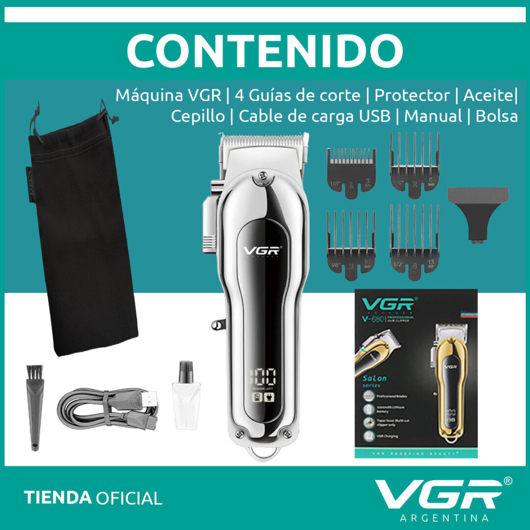 Máquina Cortar Pelo VGR V-680 Profesional Inalámbrica Usb Plateado – VGR Argentina