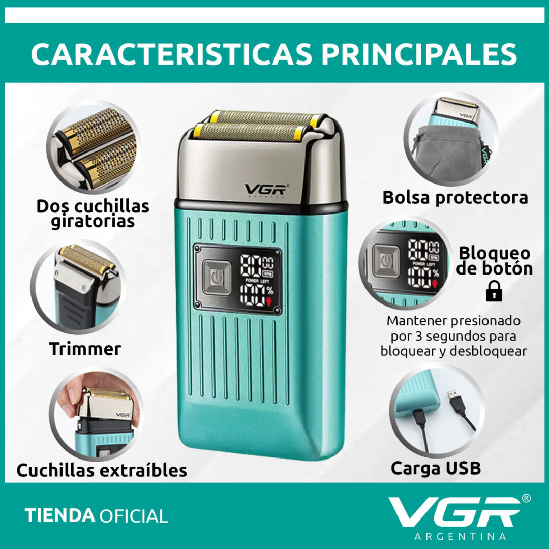 Afeitadora Eléctrica VGR V-357 Patillera 2en1 Impermeable Amarillo – VGR Argentina