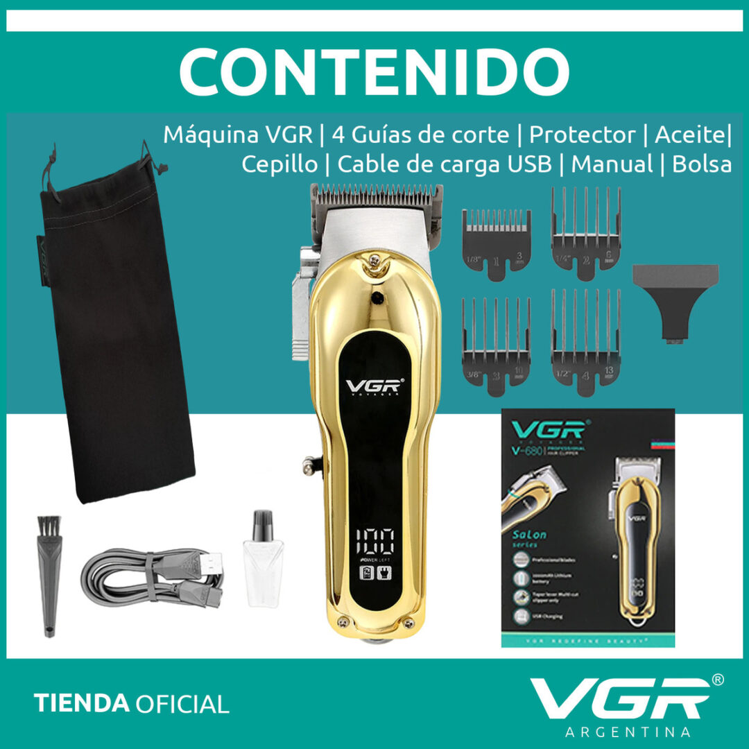 Máquina Cortar Pelo VGR V-680 Profesional Inalámbrica Usb Dorado – VGR Argentina
