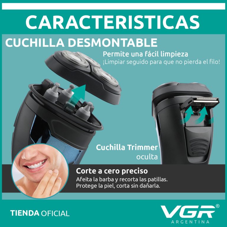Afeitadora Eléctrica Hombre VGR V-322 Patillera 2en1 Usb Azul – VGR Argentina