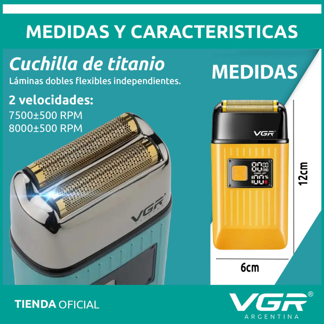 Afeitadora Eléctrica VGR V-357 Patillera 2en1 Impermeable Amarillo – VGR Argentina