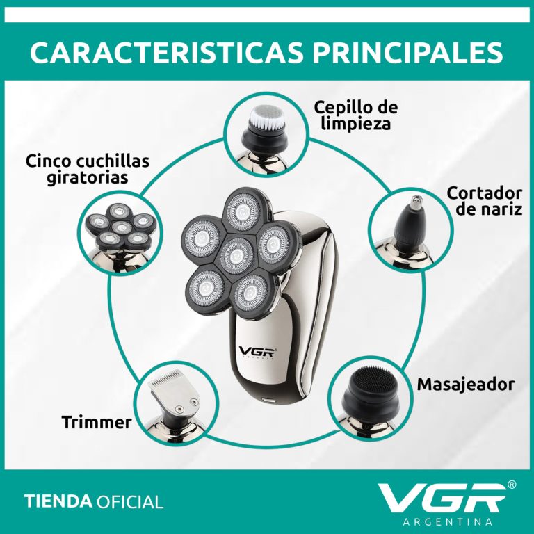 Afeitadora Eléctrica VGR V-320 Barba Pelo Nariz 5en1 Usb Plateado – VGR Argentina