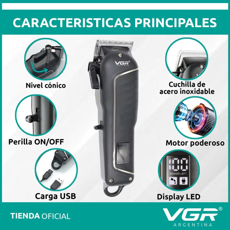 Máquina Cortar Pelo VGR V-683 Profesional Inalámbrica Usb Negro – VGR Argentina