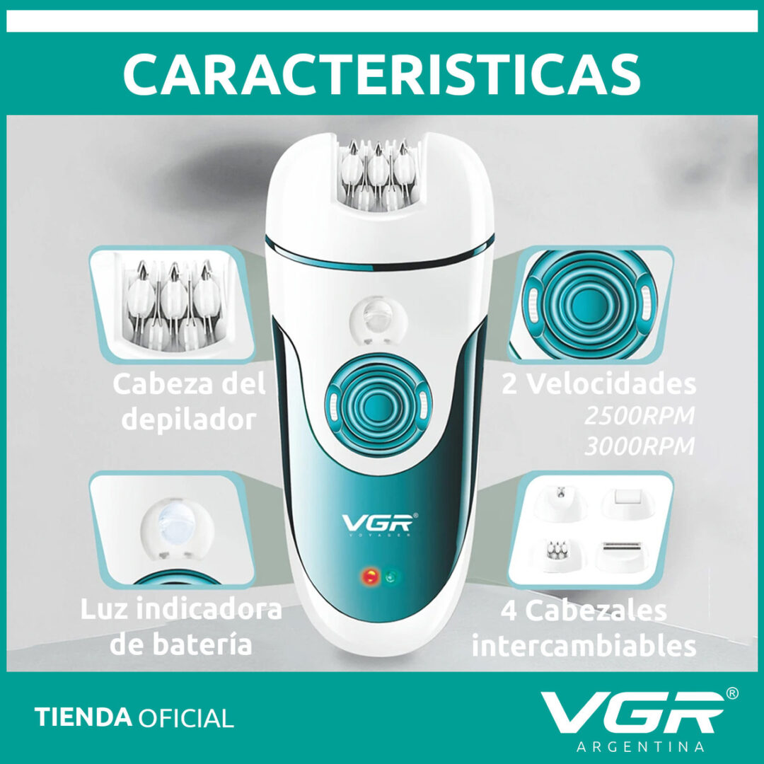 Depiladora Eléctrica Mujer VGR V-700 Cara Cuerpo Callos 4en1 Blanco – VGR Argentina