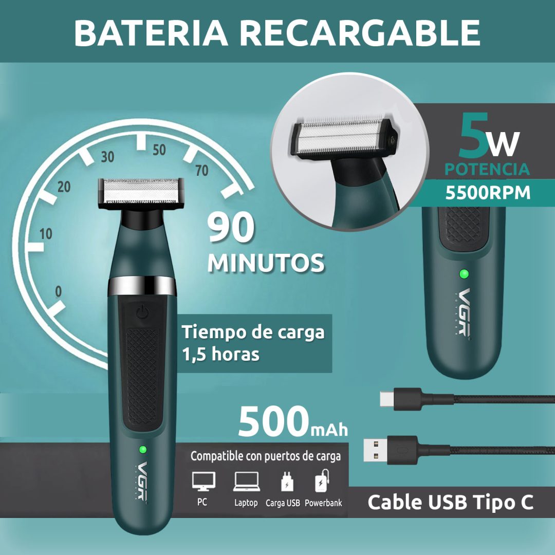 Afeitadora Eléctrica Hombre Depiladora Cuerpo Vgr V-393 Usb – VGR Argentina