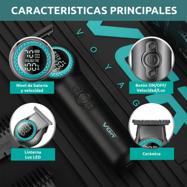 Máquina Trimmer Profesional VGR V-990 Luz Led Turbo 8000RPM – VGR Argentina