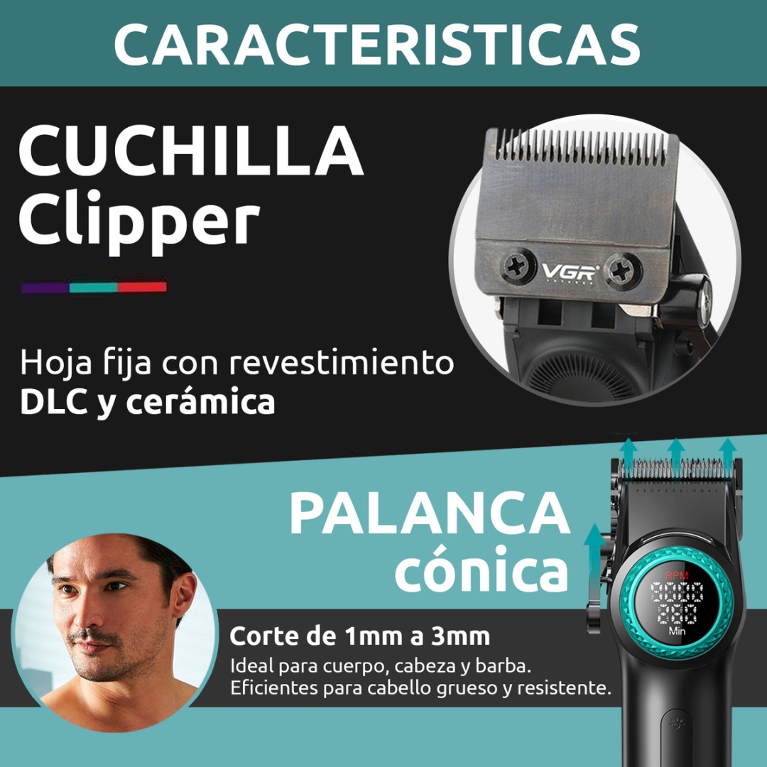 Máquina Barbería Profesional Corta Pelo VGR V-001 9000 RPM – VGR Argentina