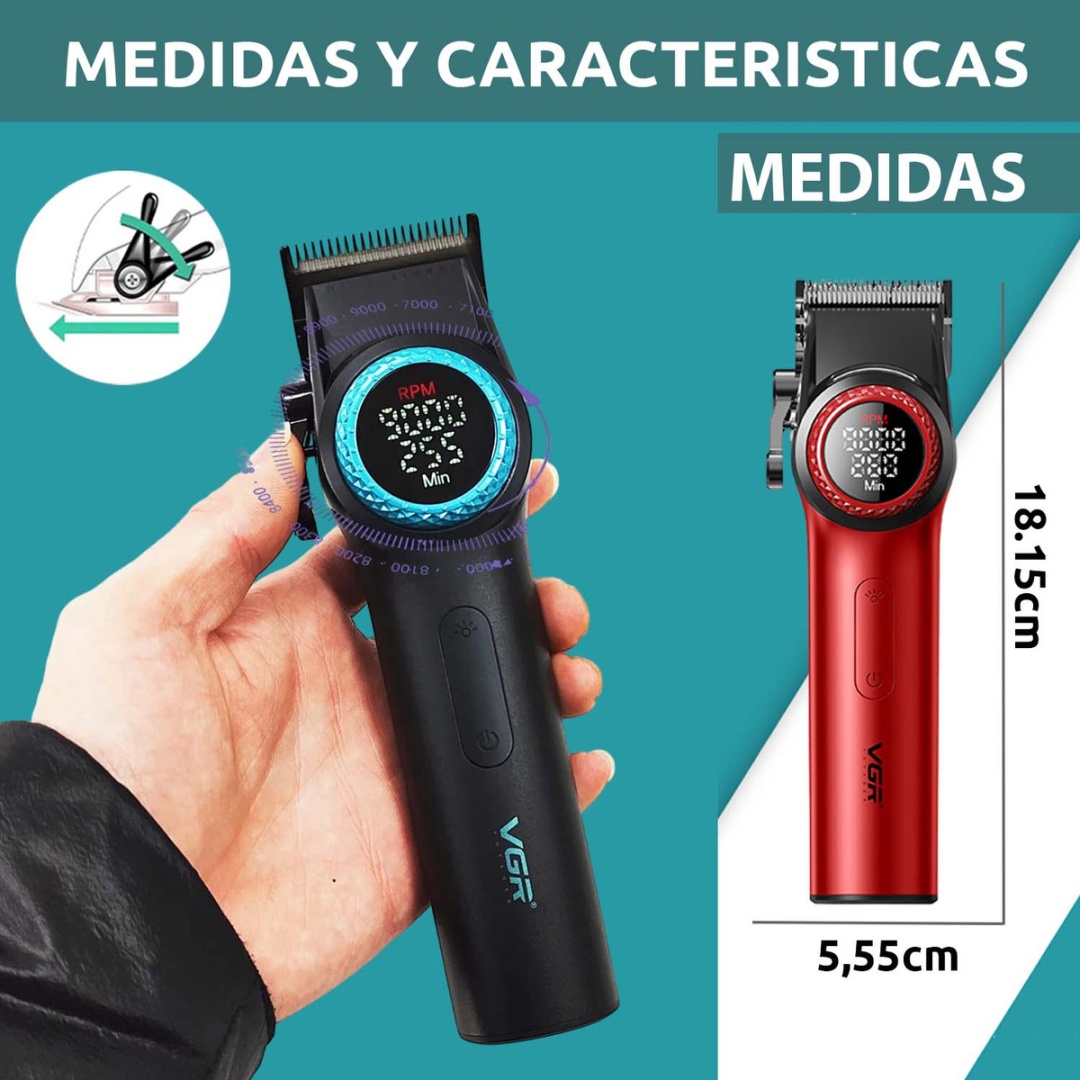 Máquina Barbería Profesional Corta Pelo VGR V-001 9000 RPM – VGR Argentina