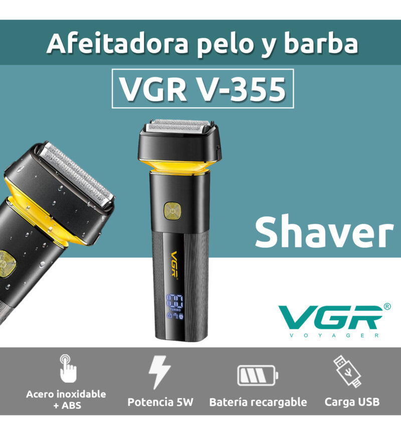 Afeitadora Eléctrica 2en1 Trimmer VGR V-355 Usb Turbo IPX6 – VGR Argentina