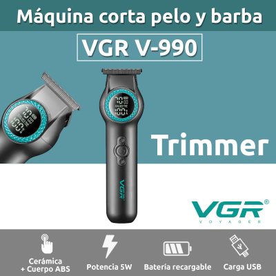 Máquina Trimmer Profesional VGR V-990 Luz Led Turbo 8000RPM – VGR Argentina