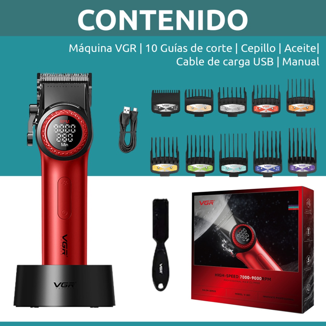 Máquina Barbería Profesional Corta Pelo VGR V-001 9000 RPM – VGR Argentina