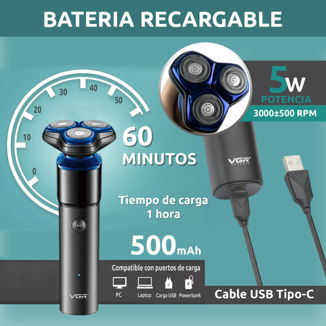 Afeitadora Eléctrica Hombre Shaver VGR V-325 Recargable – VGR Argentina