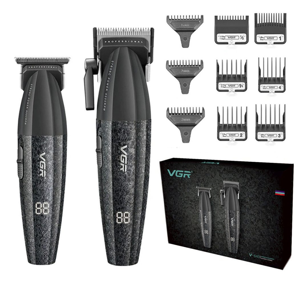 Kit Máquina Barbería Pro Clipper Trimmer VGR V-640 9000 Rpm – VGR Argentina
