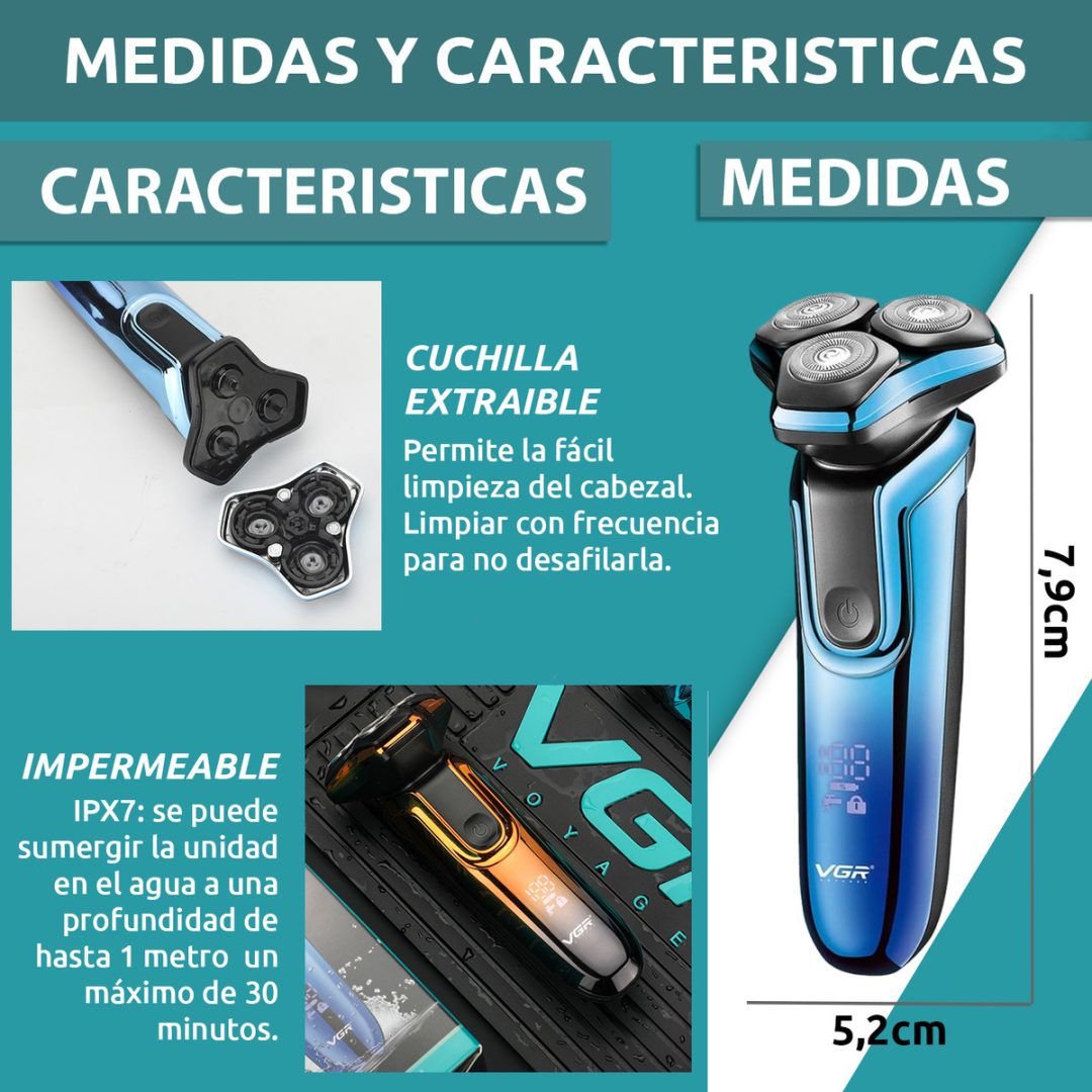 Afeitadora Eléctrica Hombre Shaver Barba Vgr V-313 Usb Ipx7 – VGR Argentina