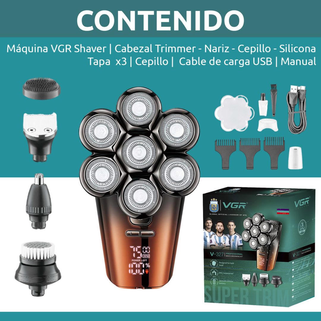 Grooming Set Afeitadora Electrica Hombre VGR V-327 5en1 IPX7 AFA – VGR Argentina