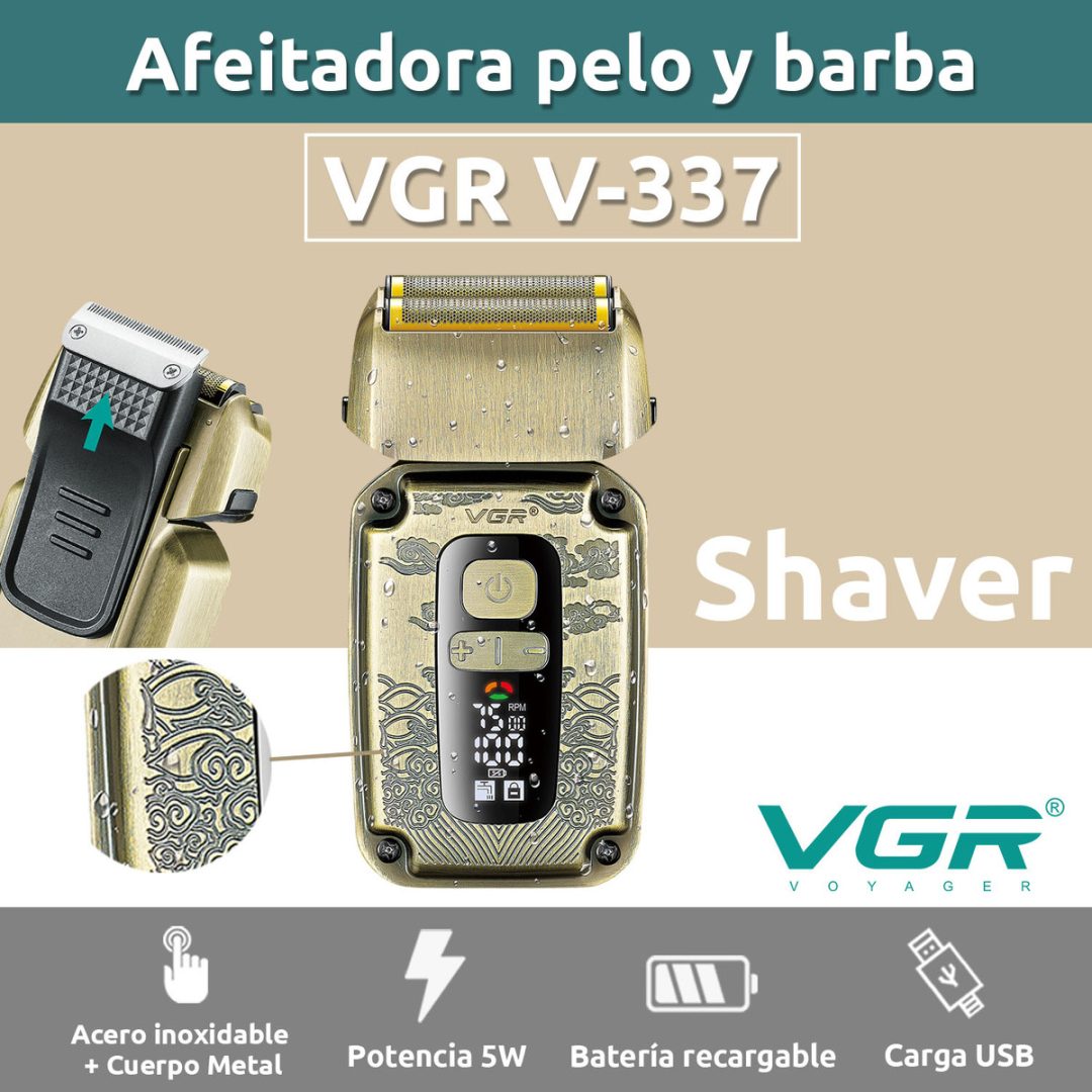 Afeitadora Eléctrica Trimmer VGR V-337 Metal 7500 Rpm IPX6 – VGR Argentina