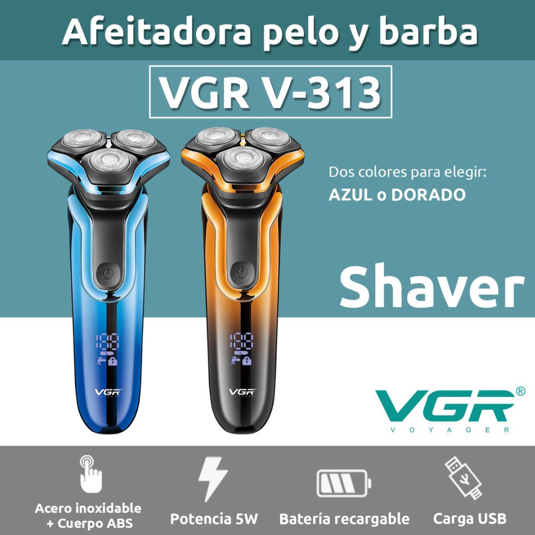 Afeitadora Eléctrica Hombre Shaver Barba Vgr V-313 Usb Ipx7 – VGR Argentina