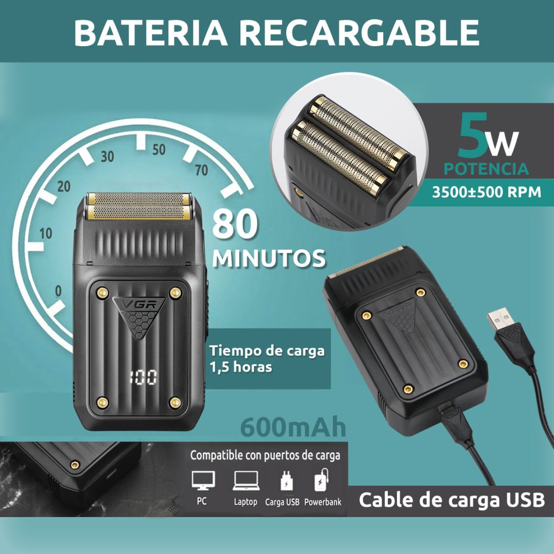 Afeitadora Eléctrica Hombre Shaver VGR V-363 Usb Doble Hoja – VGR Argentina
