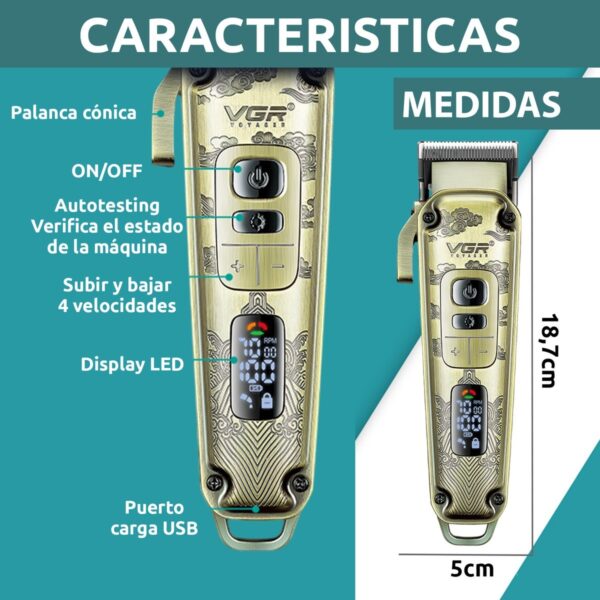 Maquina de Cortar Pelo VGR V-005 Metal Regulador Velocidad – VGR Argentina