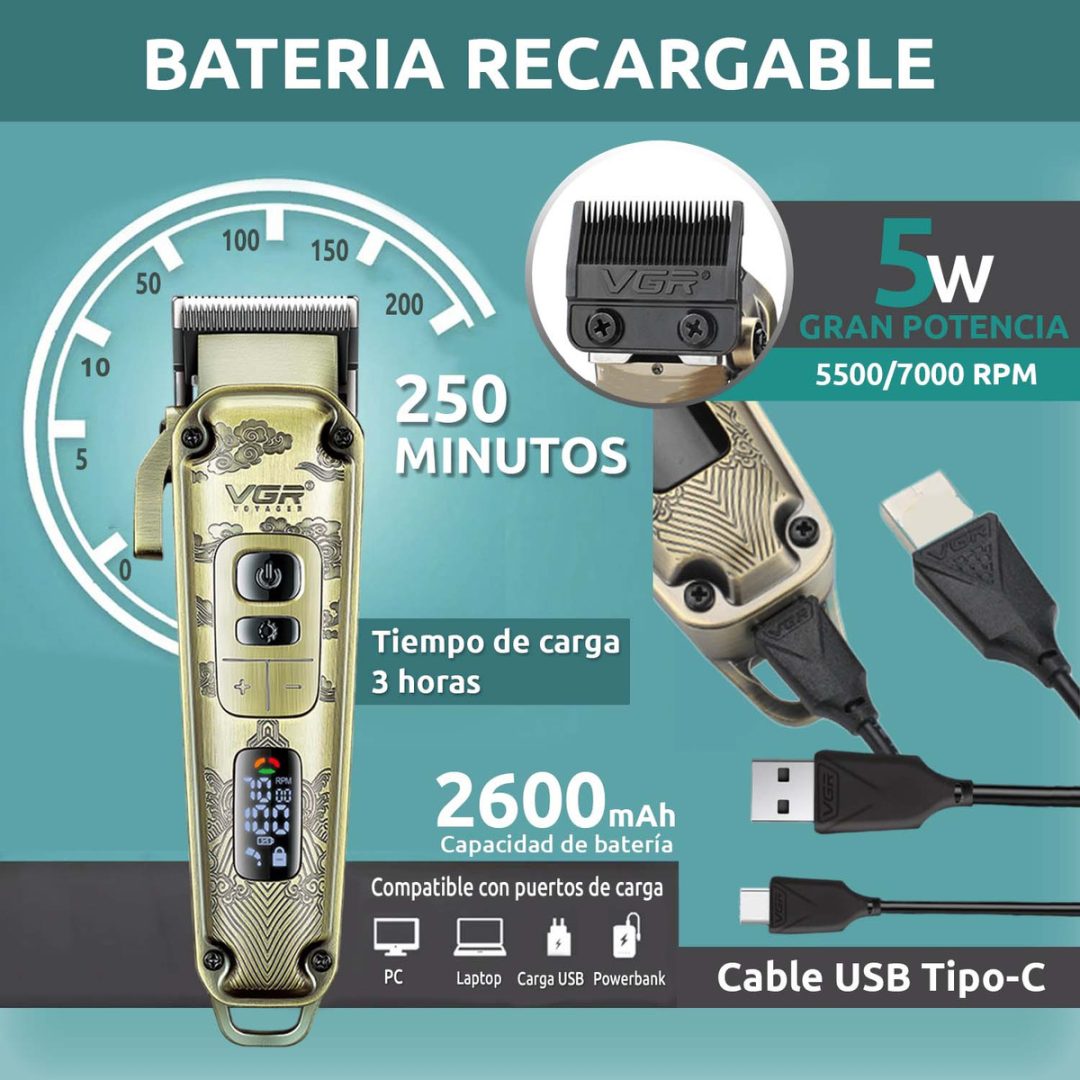 Maquina de Cortar Pelo VGR V-005 Metal Regulador Velocidad – VGR Argentina