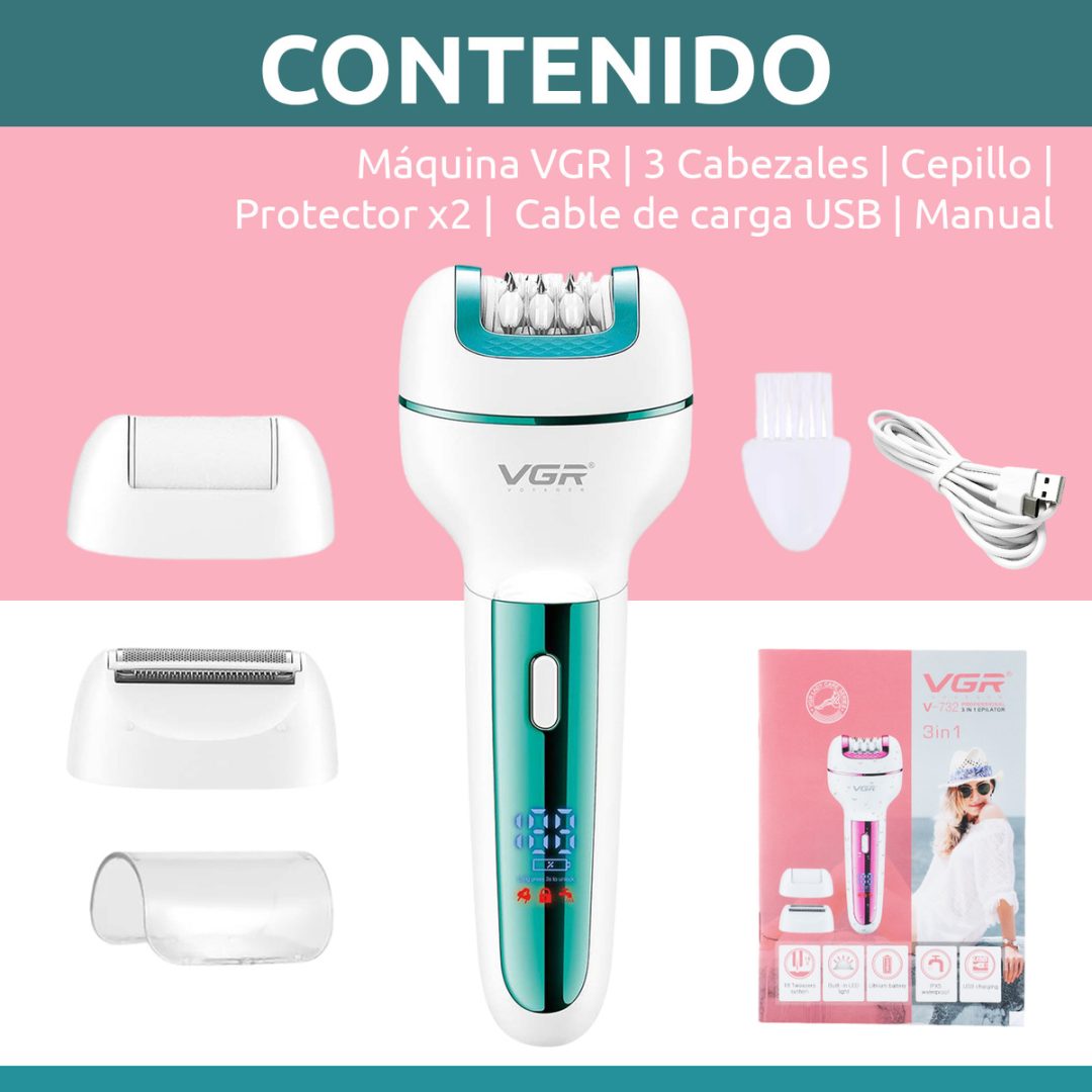 Depiladora Eléctrica Mujer Afeitadora Callos 3en1 VGR V-732 – VGR Argentina