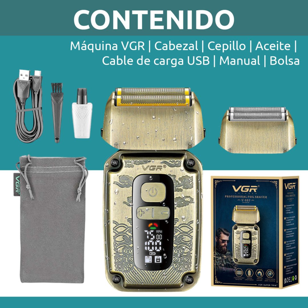 Afeitadora Eléctrica Trimmer VGR V-337 Metal 7500 Rpm IPX6 – VGR Argentina