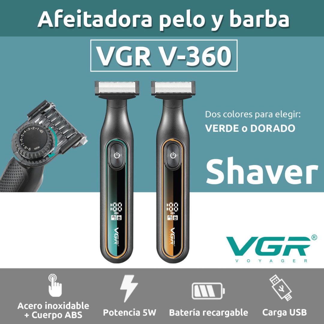 Afeitadora Eléctrica Hombre Trimmer Corporal VGR V-360 IPX6 – VGR Argentina