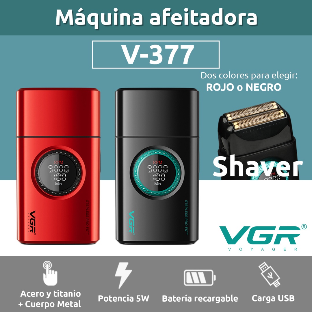 Afeitadora Eléctrica shaver vgr v-377 titanio 9000 rpm usb – VGR Argentina