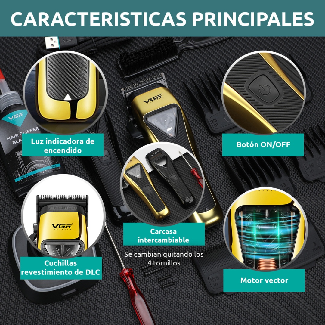 Máquina Cortar Pelo Profesional VGR V-015 Motor Vector 9000 – VGR Argentina