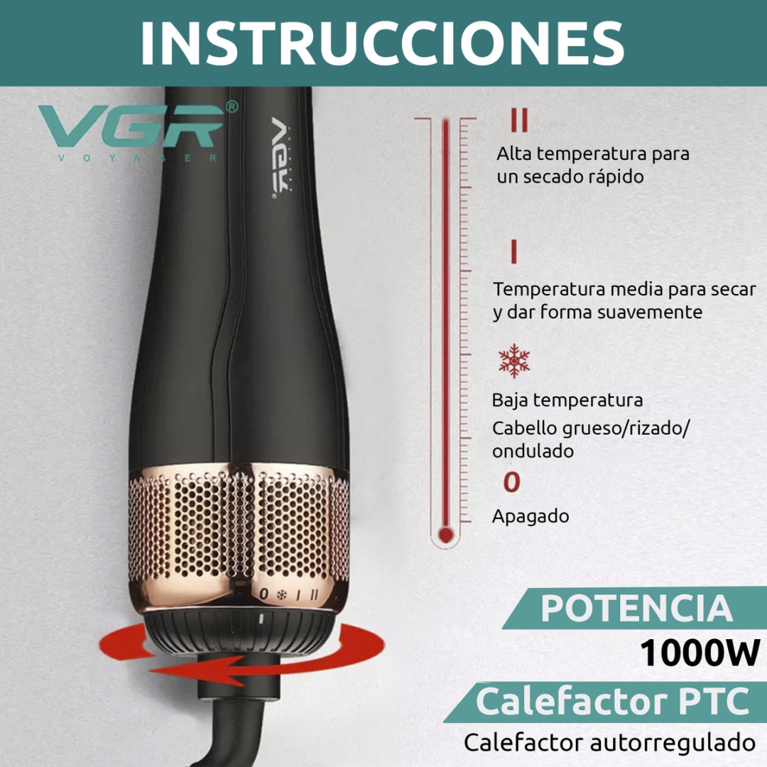 Cepillo secador alisador voluminizador vgr v-492 1000w 220v – VGR Argentina