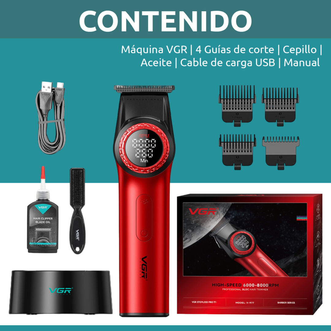 Cortadora Pelo Trimmer Pro VGR V-977 Luz Motor BLDC 8000rpm – VGR Argentina