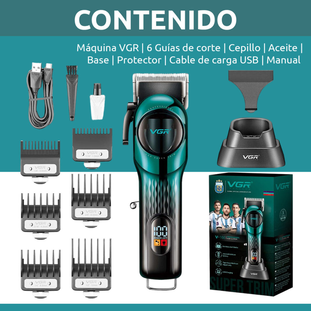 Cortadora de Pelo Profesional Inalambrica VGR V-166 Usb AFA – VGR Argentina