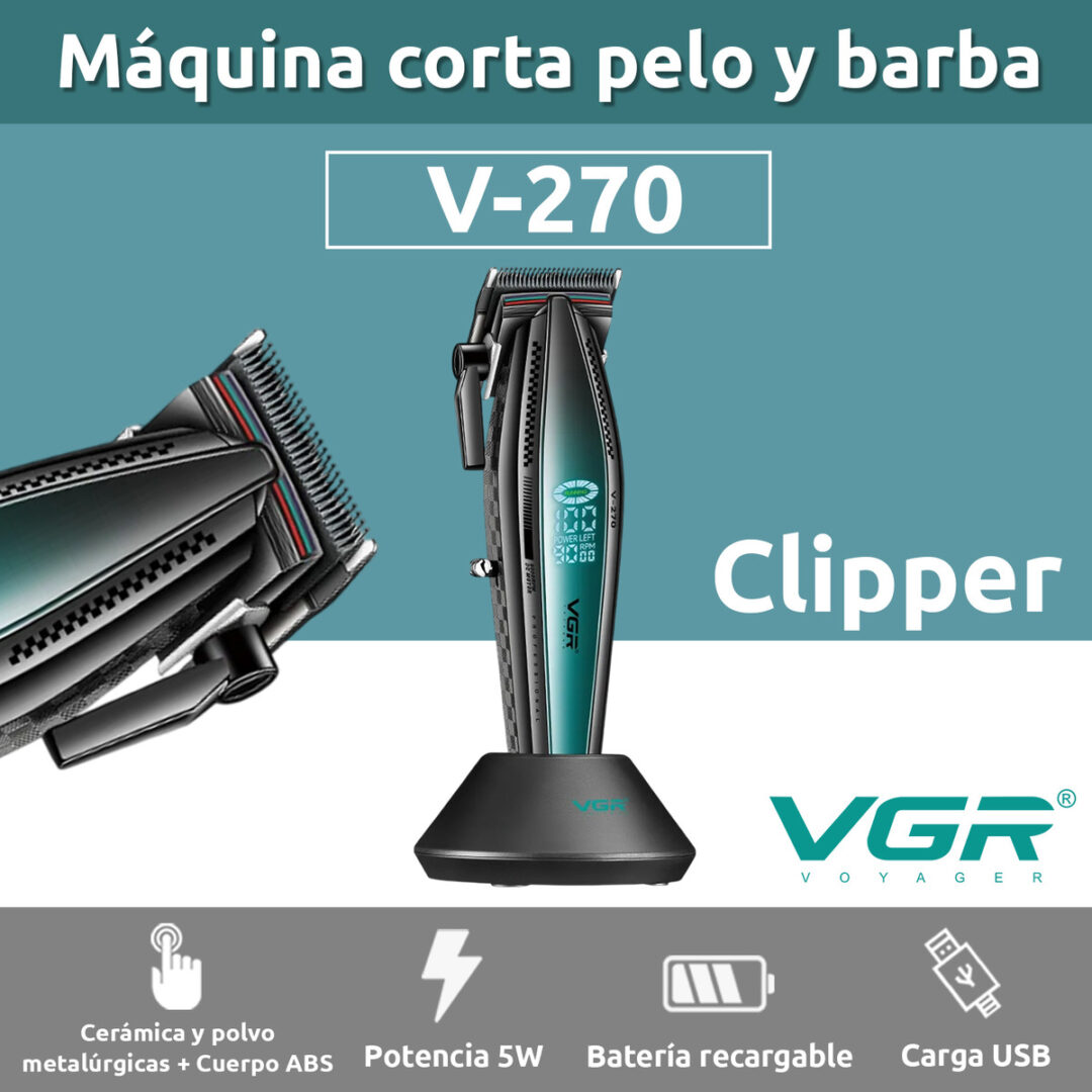 Máquina De Cortar Pelo Pro Vgr V-270 Metal 9000rpm Motor Dc – VGR Argentina