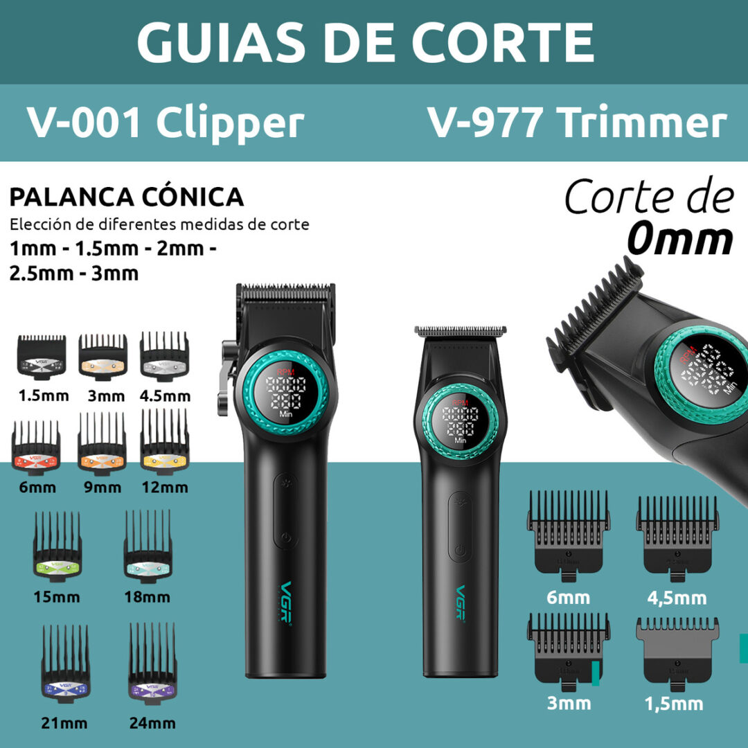 Set Premium Barbería Maletín Clipper Trimmer Shaver Secador V-001 – VGR ...